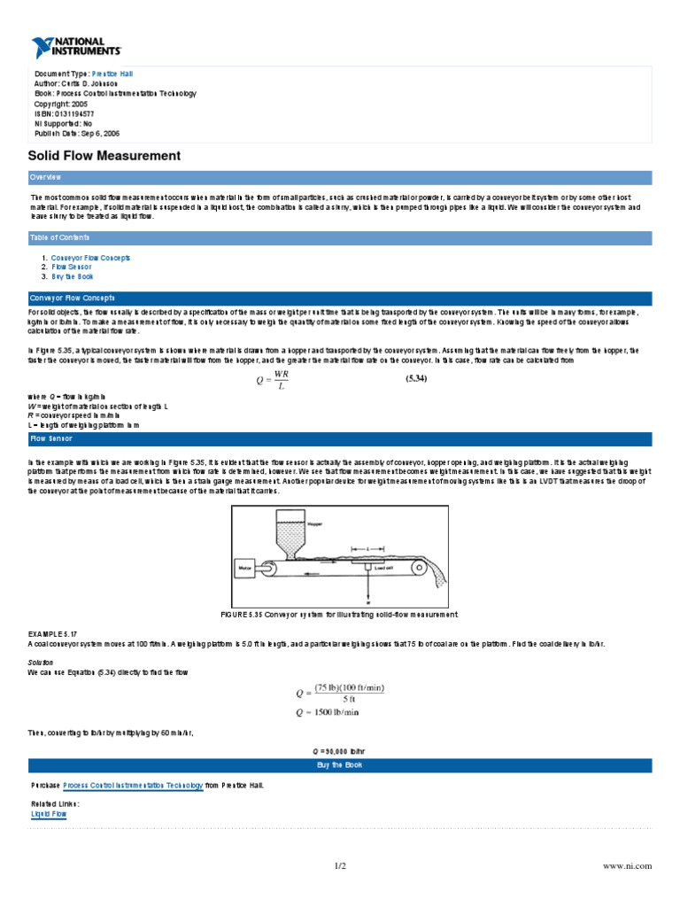 Solid Flow Measurement | PDF | Flow Measurement | Weight