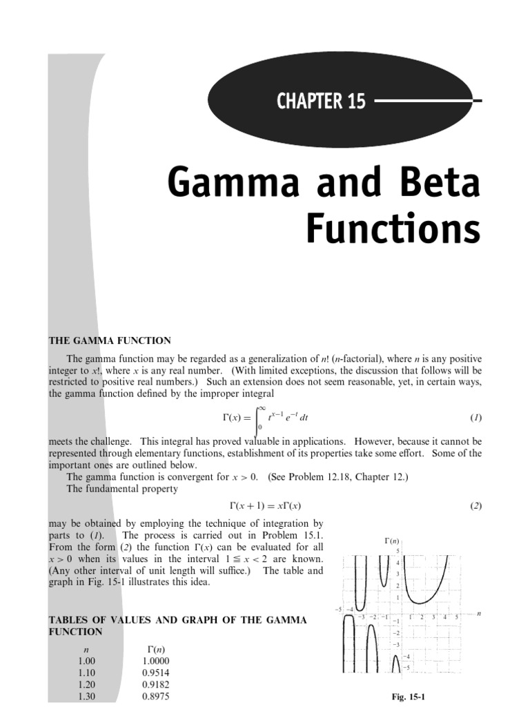 Gamma and Betta Function Adv Calculus Schaum | PDF | Integral | Mathematical Objects