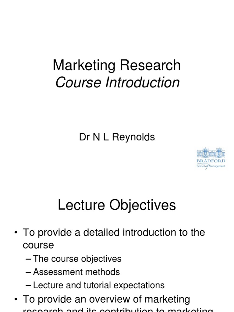 Marketing Research: Course Introduction | PDF | Marketing Research ...