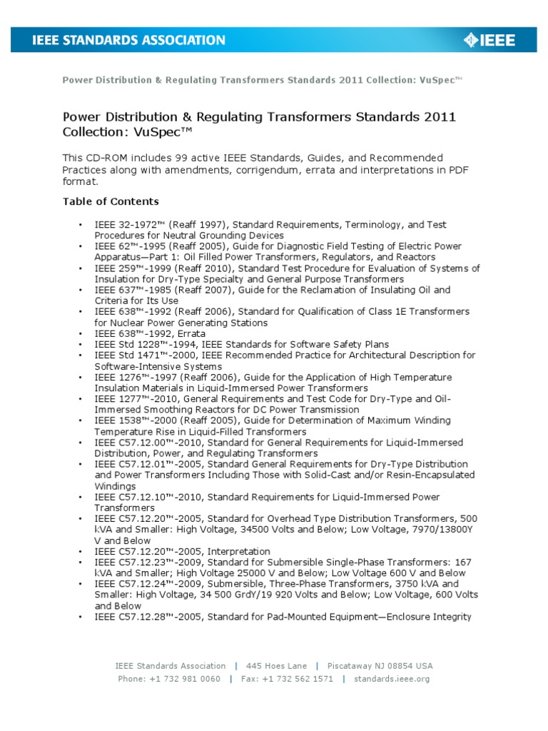 IEEE Standard List | PDF | Transformer | Electric Power Distribution