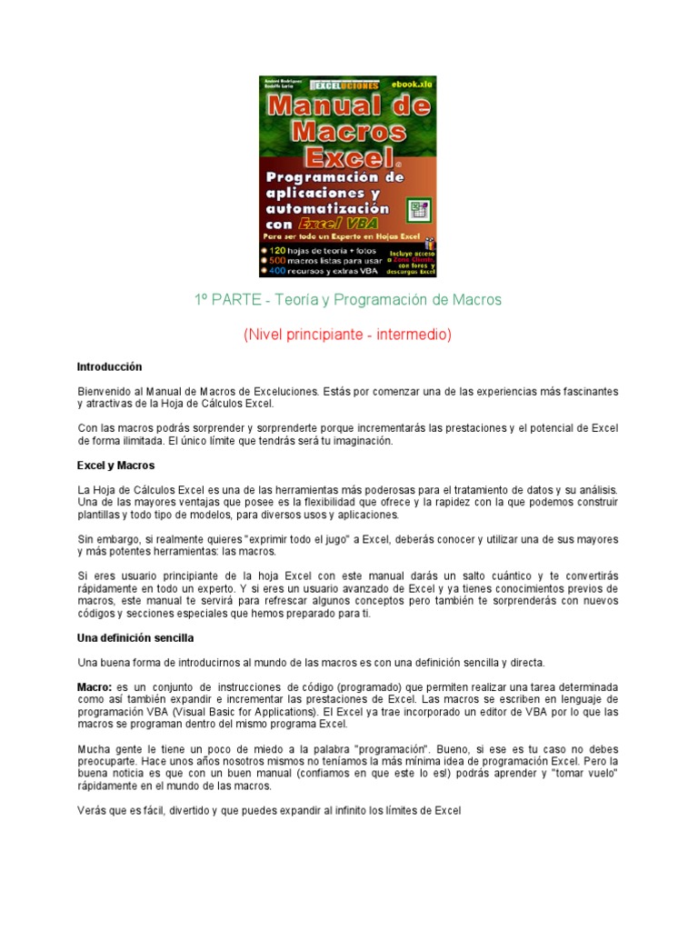 Manual de Macros Excel | PDF | Macro (informática) | Microsoft Excel