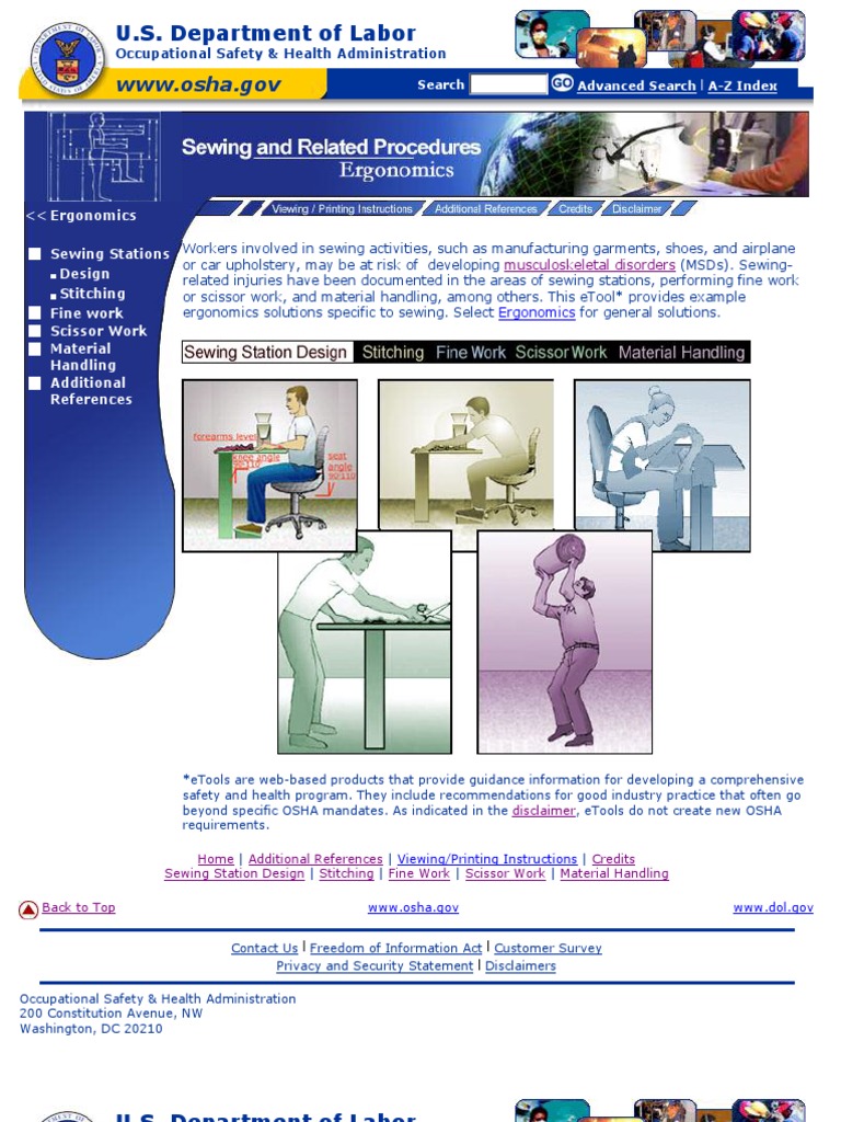 OSHA Guidelines For Sewing | PDF | Chair | Scissors