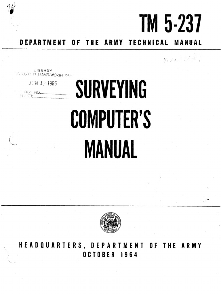 Department of The Army Technical Manual TM 5 237 Surveying Computer S ...