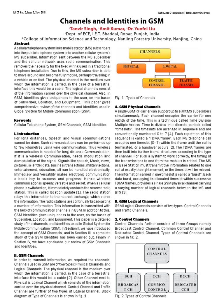 GSM Channels and Identities Overview | PDF | Technology & Engineering