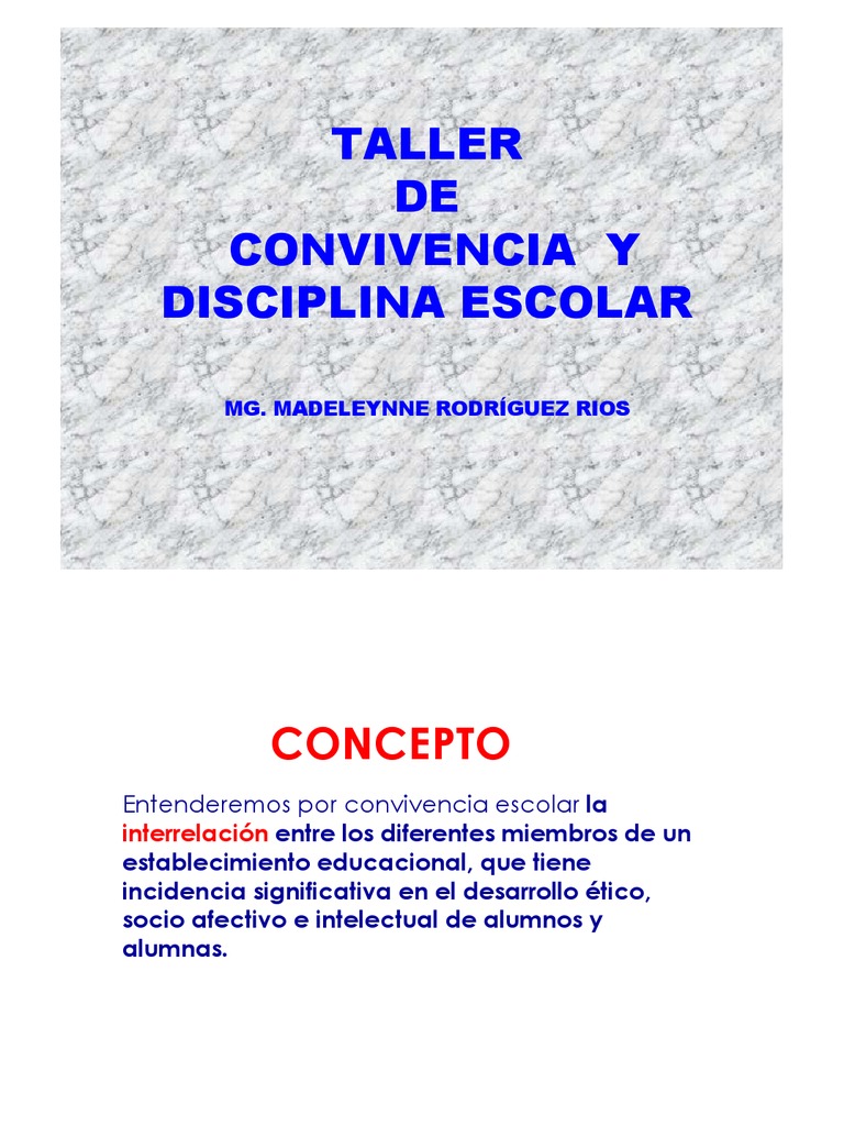 Taller de Convivencia y Disciplina Escolar | PDF | Conflicto (proceso ...