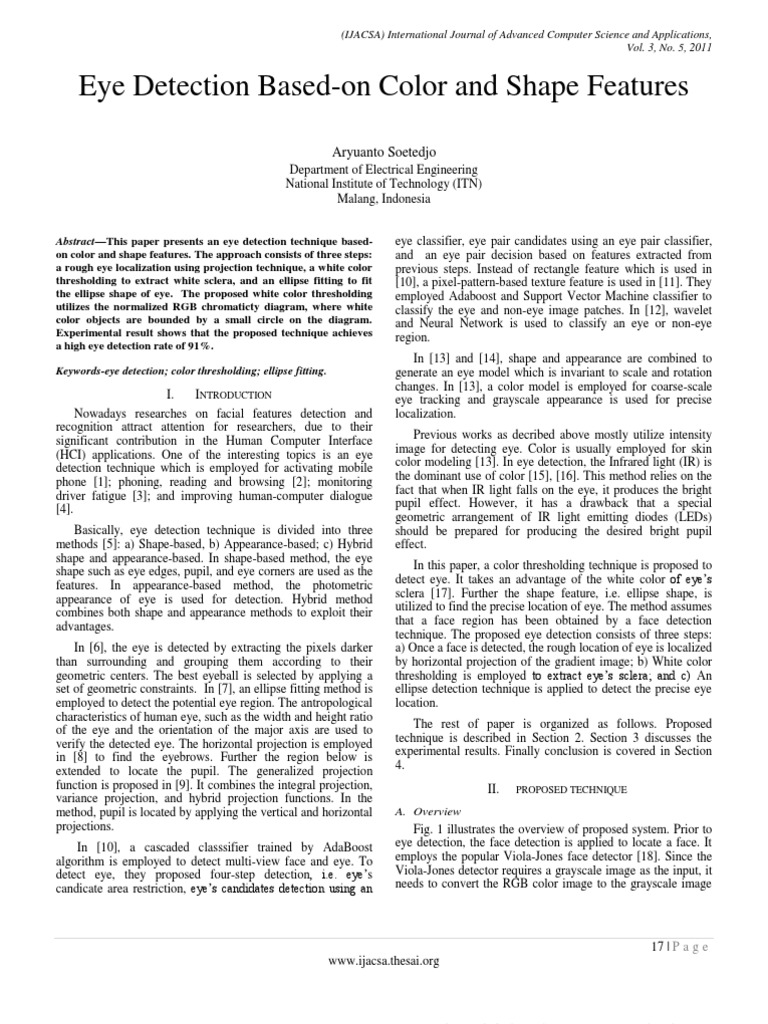 Paper 4 Eye Detection Based On Color And Shape Features Shape Rgb