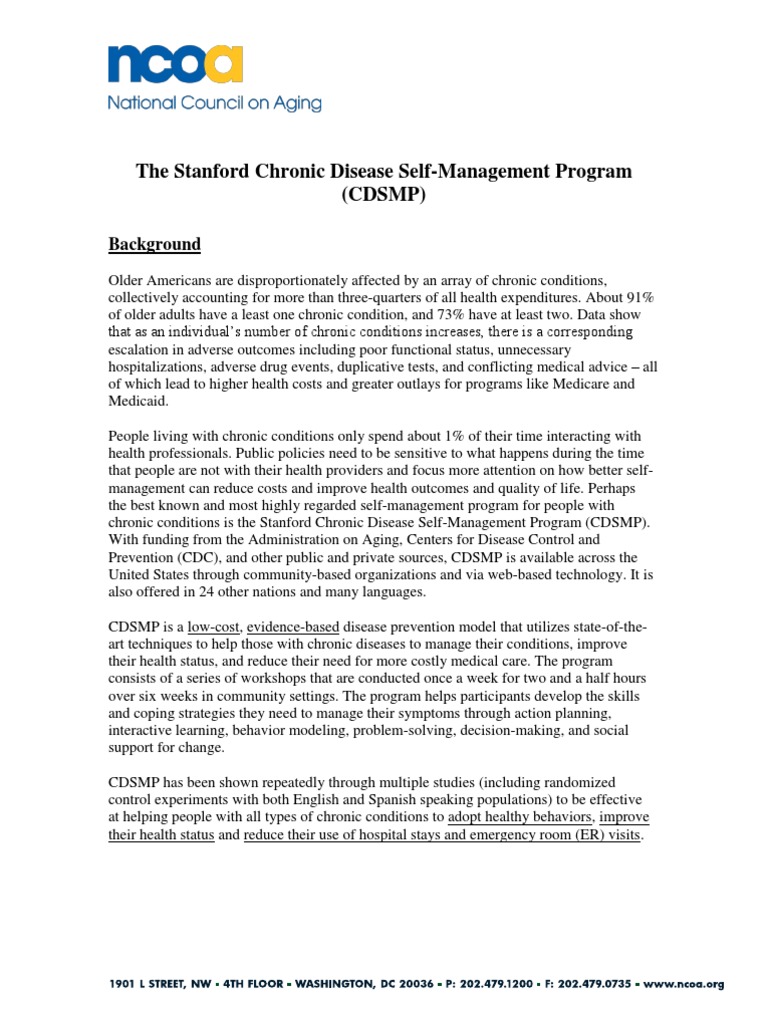 The Stanford Chronic Disease Self-Management Program (CDSMP) | Chronic ...