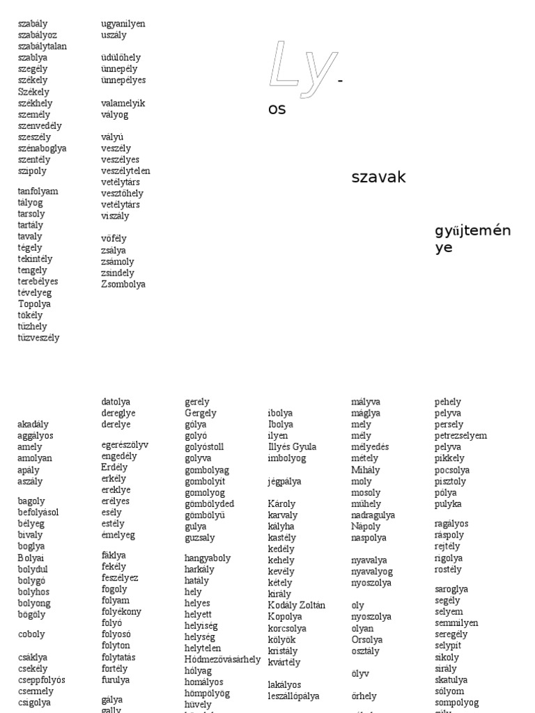 Ly-Os Szavak Gyűjteménye | PDF
