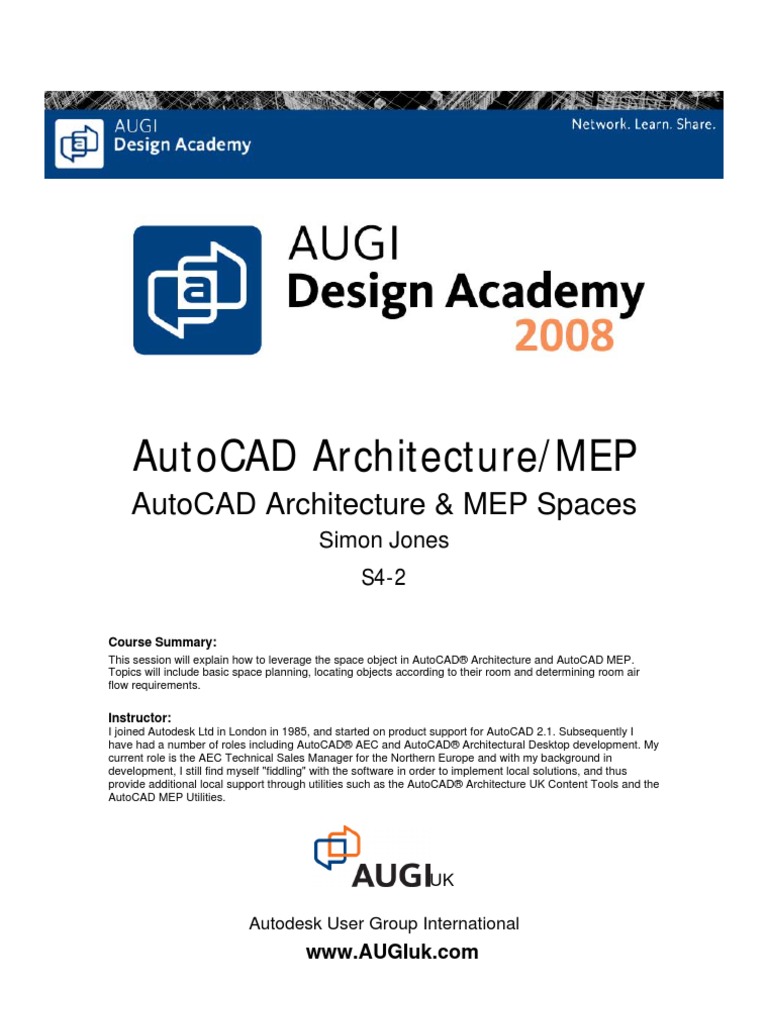 S4-2 AutoCAD Architecture and MEP Spaces | PDF | Auto Cad | Autodesk