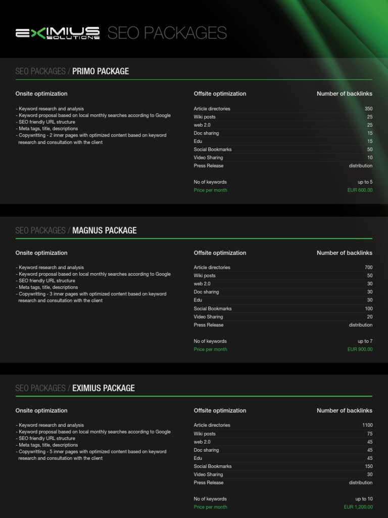 Seo Packages | PDF | Search Engine Optimization | Online Databases