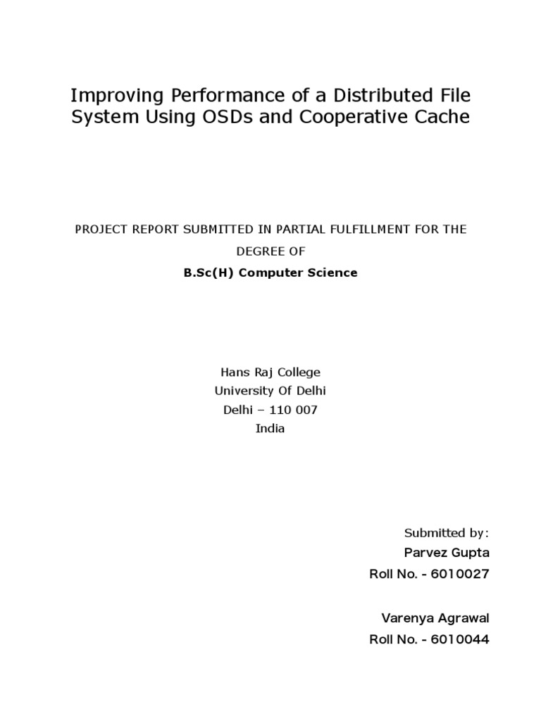 Improving Distributed File System Performance Using Cooperative Caching | PDF | Cache (Computing ...