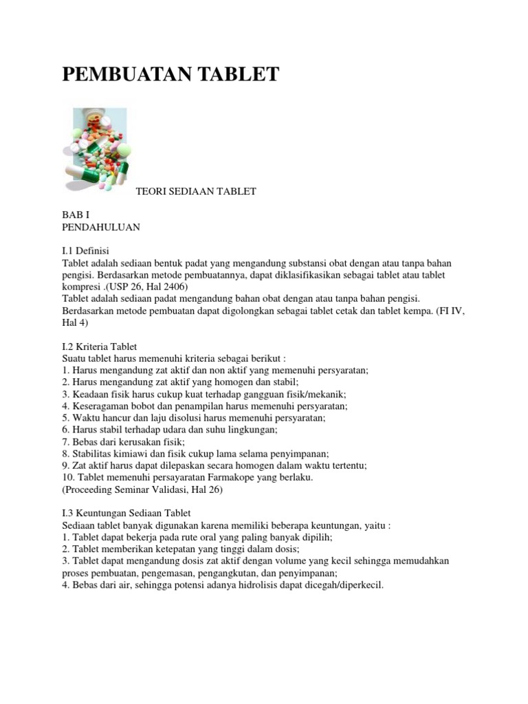 Pembuatan Tablet | PDF | Kesehatan Holistik | Sains & Matematika