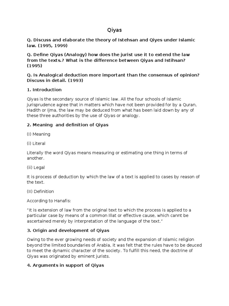 Qiyas Islamic Reasoning | PDF | Sharia | Jurisprudence