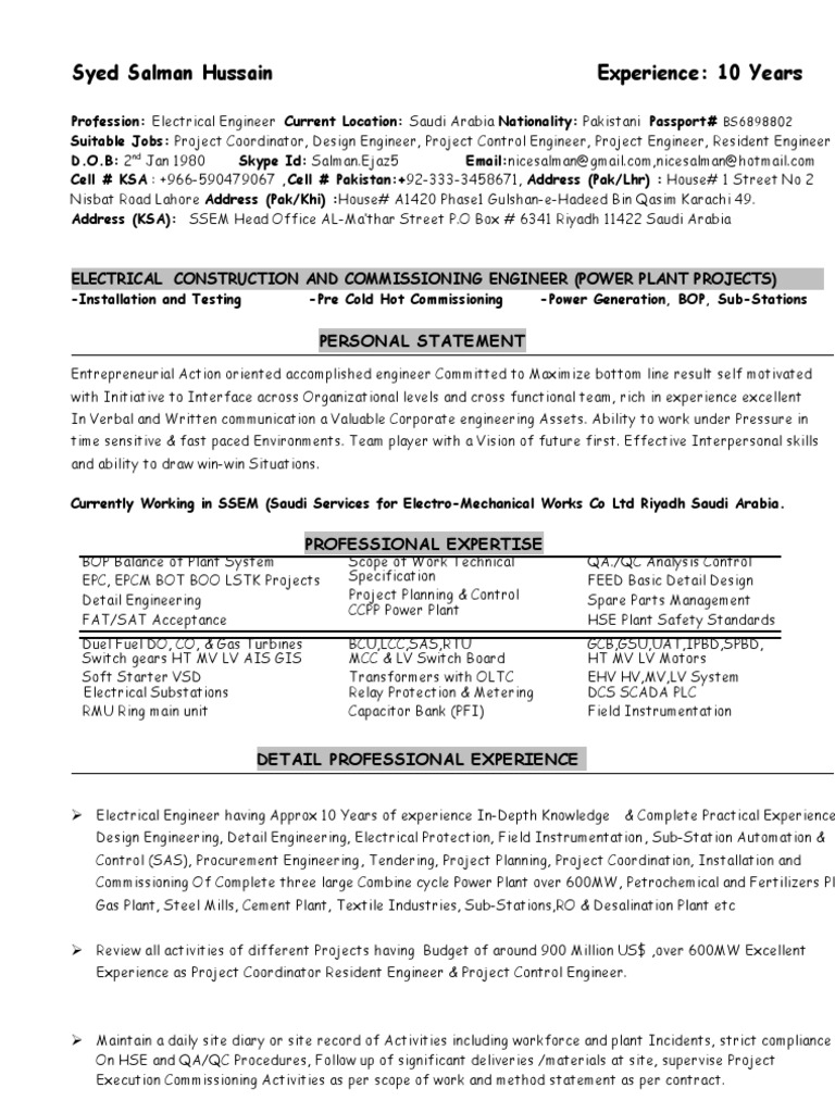 Electrical Commissioning Engineer | PDF | Electrical Substation ...
