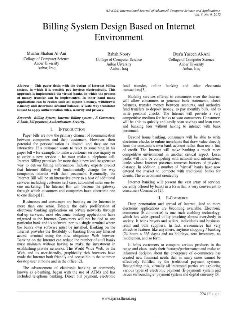 Paper 34-Billing System Design Based On Internet Environment | PDF ...