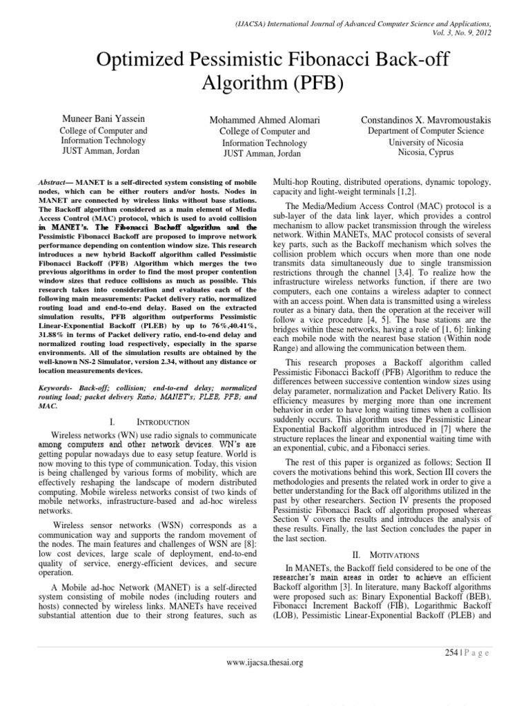Paper 39-Optimized Pessimistic Fibonacci Back-Off Algorithm (PFB) | PDF ...