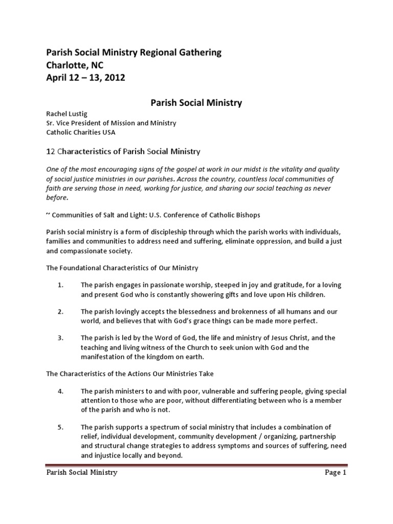 Understanding Parish Social Ministry | PDF | Minister (Christianity ...