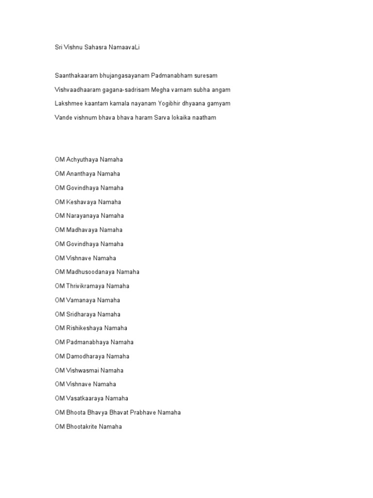 1008 Name of Lord Vishnu | PDF