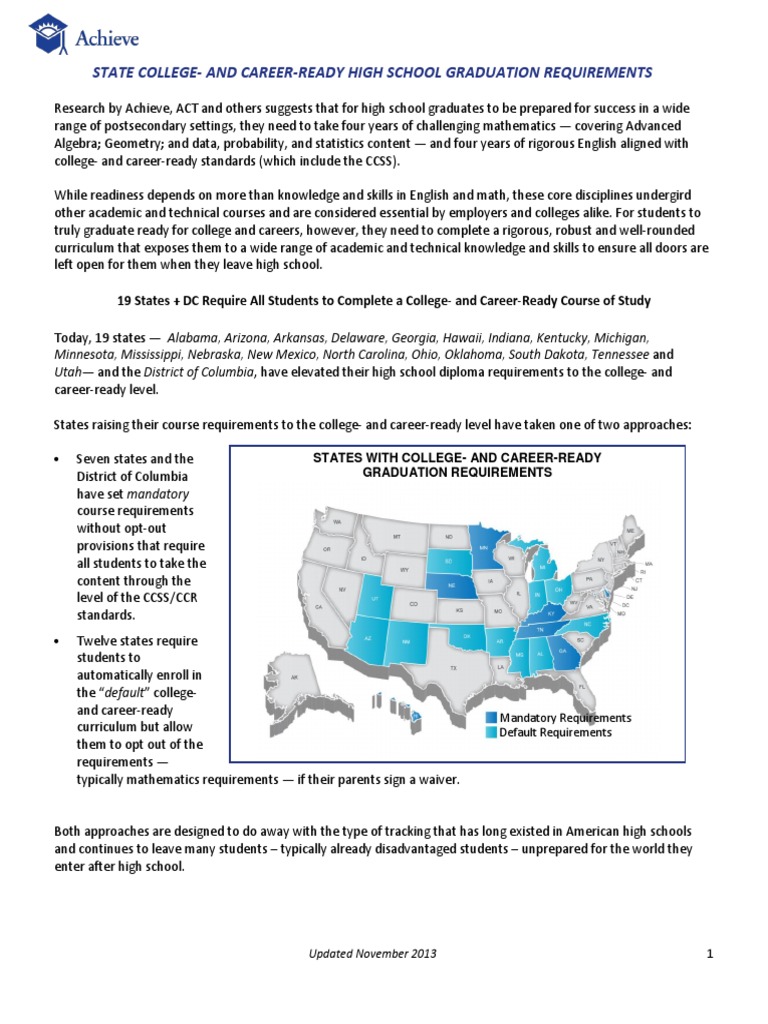 State College - and Career-Ready High School Graduation Requirements ...