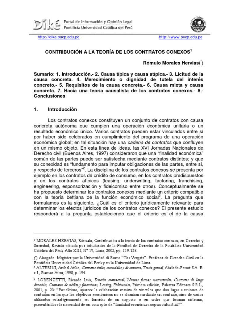 Romulo Morales - Contribucion A La Teoria de Los Contratos Conexos ...