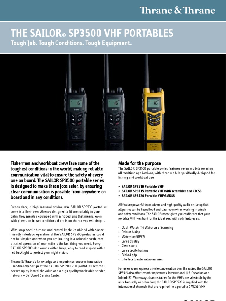 Sailor Sp3500 VHF Portables | PDF | Battery Charger | Very High Frequency
