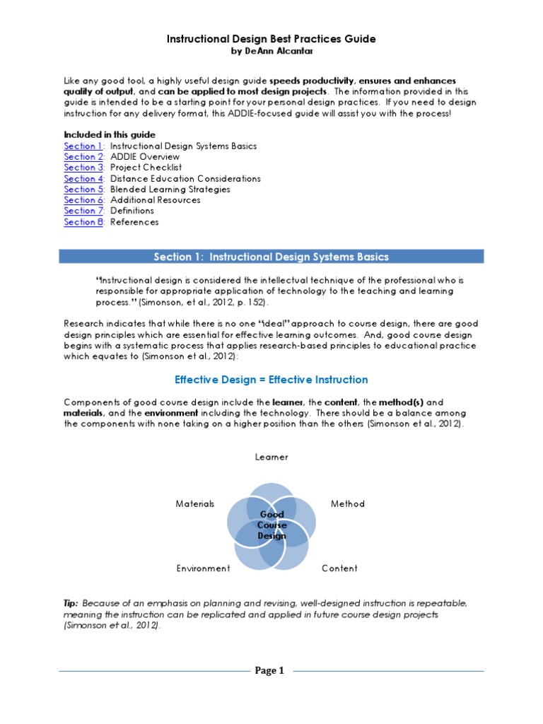 ID Best Practices Guide | PDF | Instructional Design | Distance Education