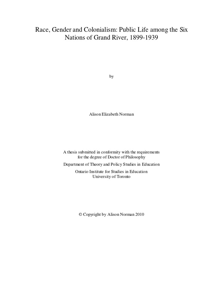 Alison - Race Gender and Colonialism | PDF | Iroquois | Feminism
