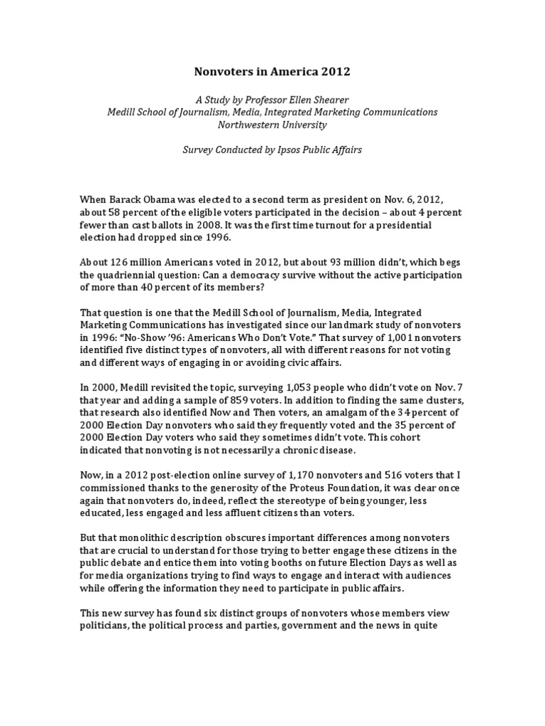 Understanding Nonvoters in 2012 | PDF | Politics