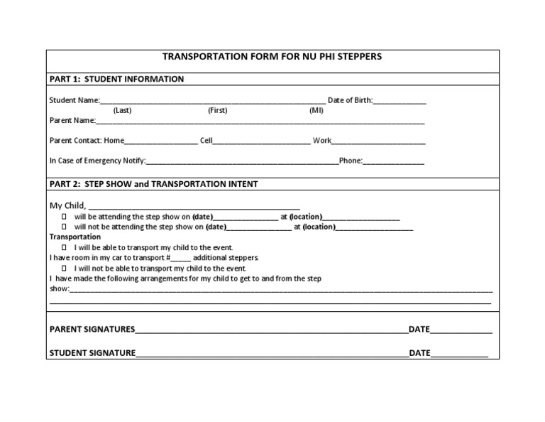 Student Transportation Approval Form | PDF