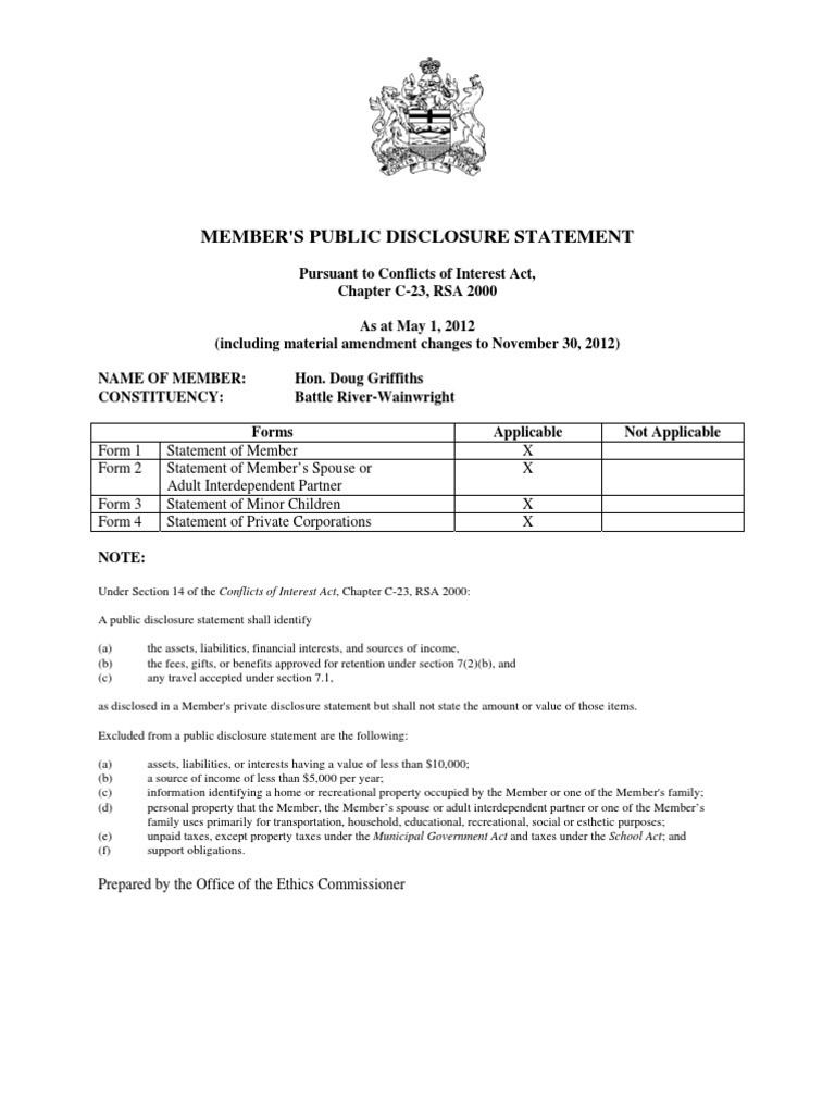 Member'S Public Disclosure Statement | PDF | Business
