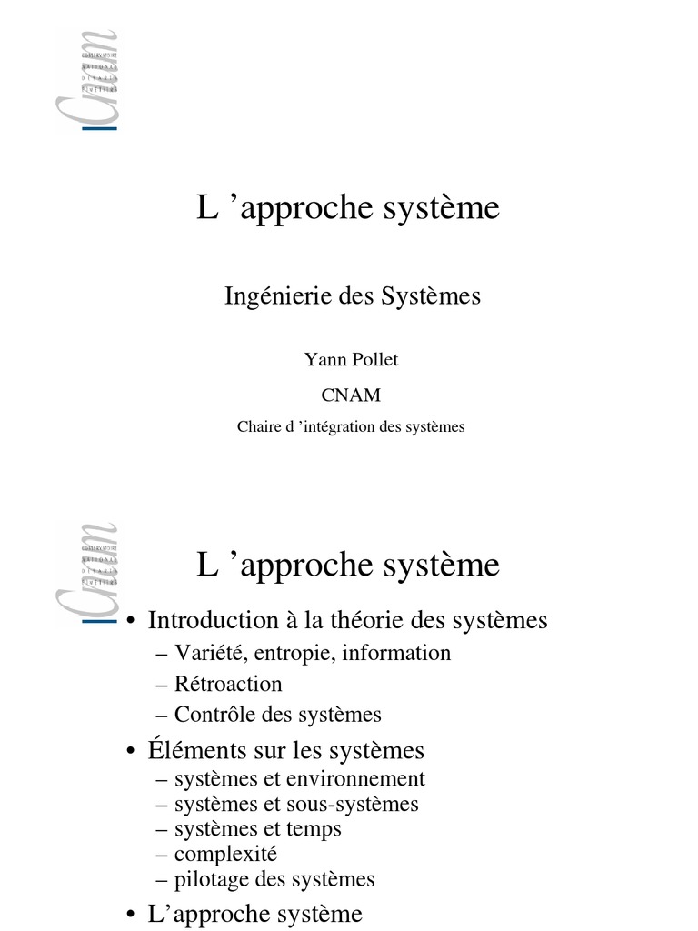 Approche Systémique et Contrôle des Systèmes | PDF | Architecture de ...