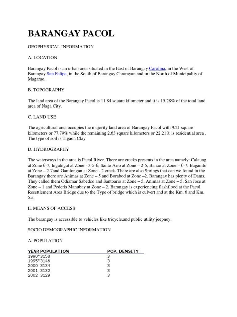 Barangay Pacol: Carolina San Felipe | PDF | Economies | Business