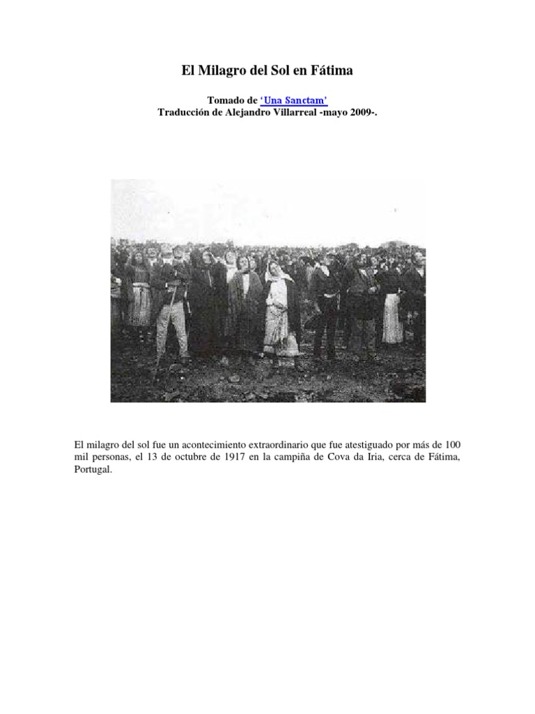 El Milagro Del Sol en Fátima | PDF | Nuestra señora de fátima | Dom