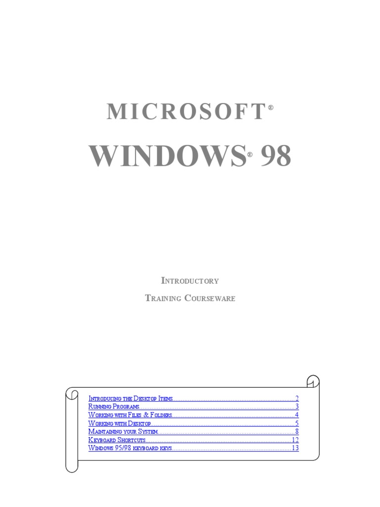 Introduction To MS Windows 98 | PDF | Icon (Computing) | Floppy Disk