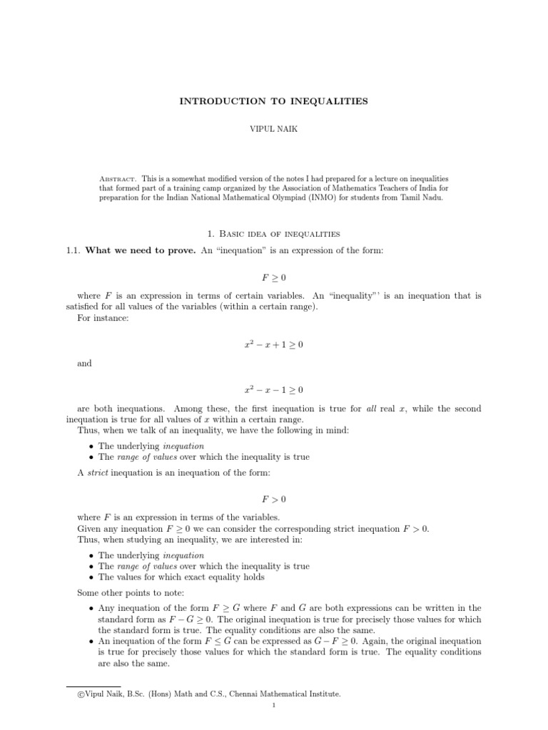 Introduction To Inequalities | PDF | Trigonometric Functions ...