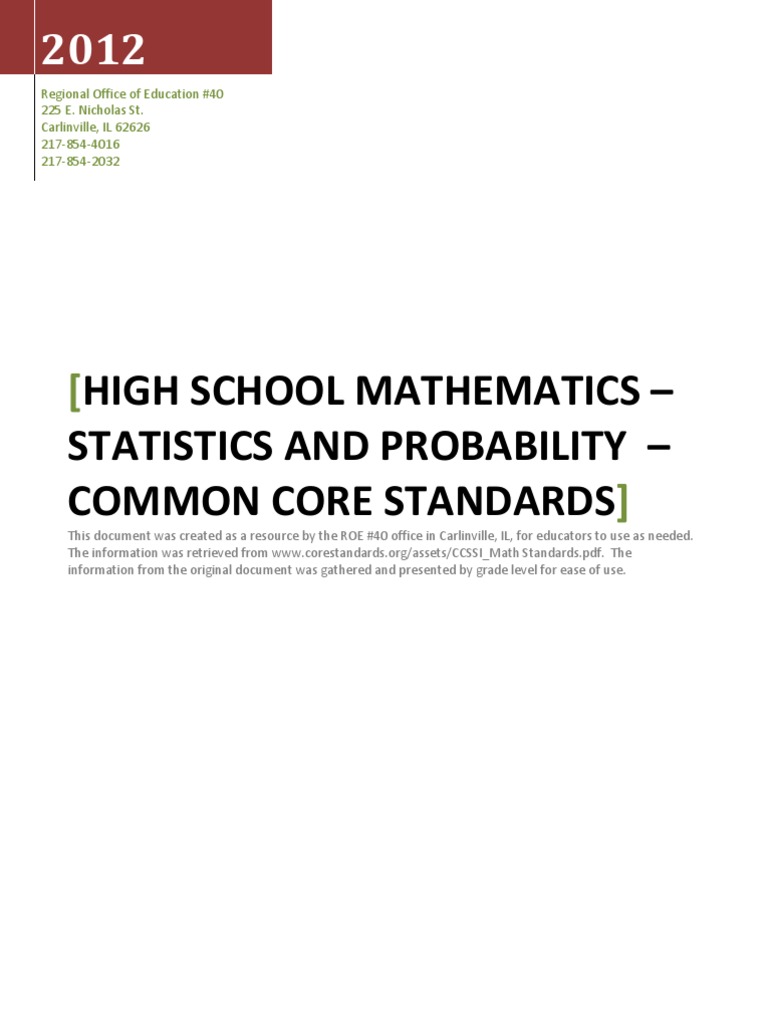 High School Statistics and Probability | PDF | Expected Value | Statistics