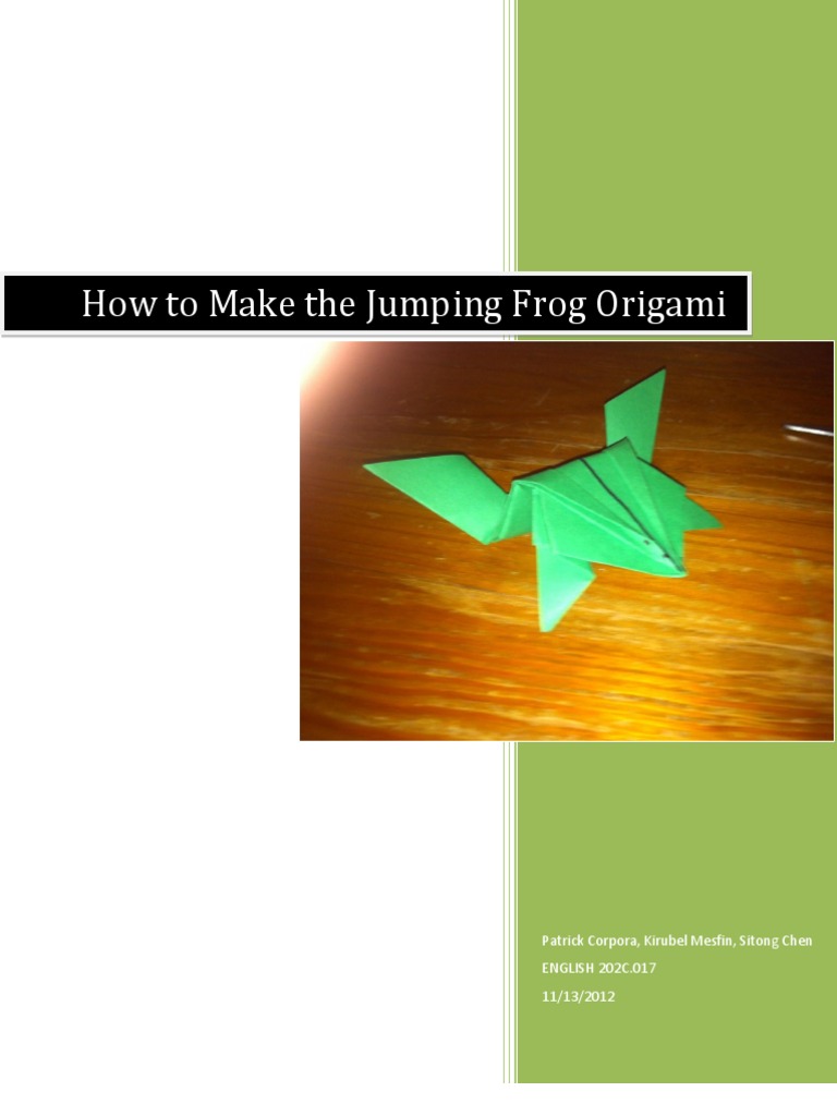 Jumping Origami Frog | PDF | Origami | Paper
