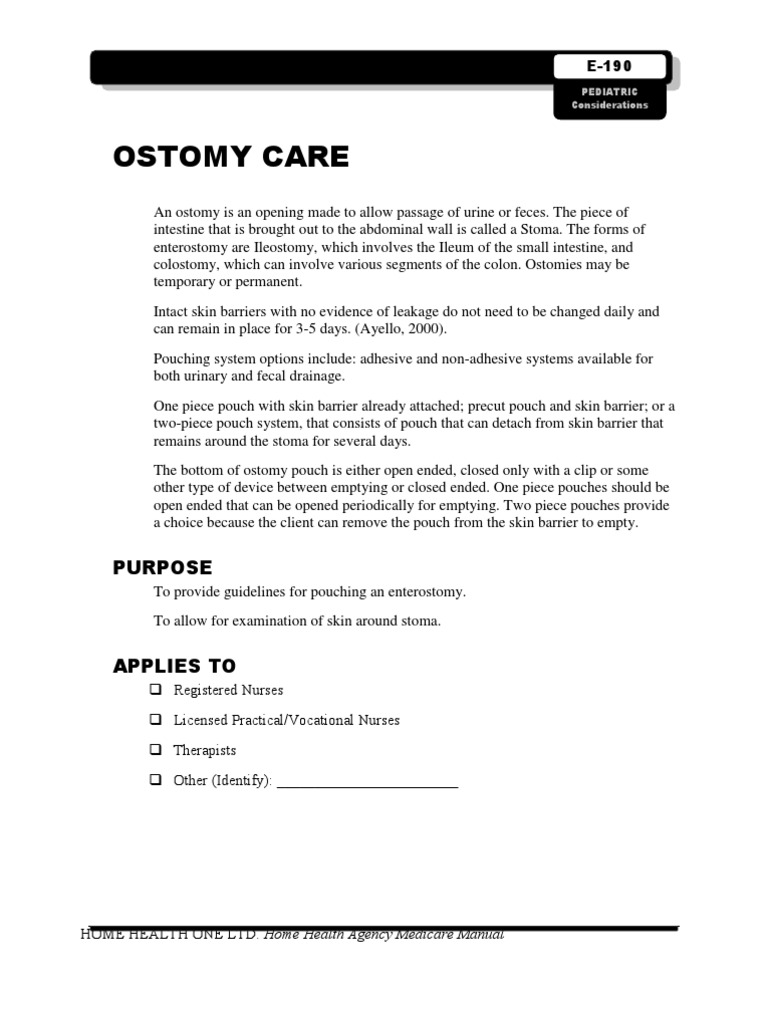 Ostomy Care | PDF | Home Care | Gastroenterology