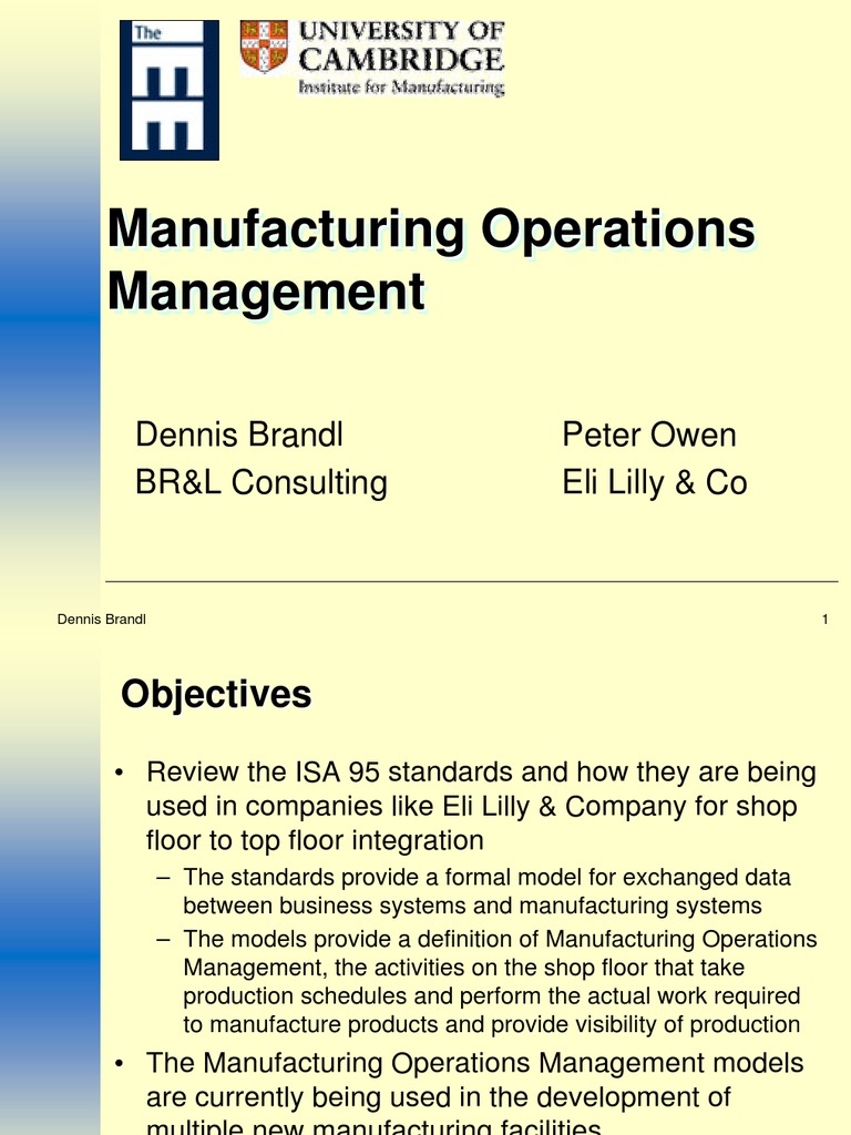 S95 Tutorial | PDF | Scheduling (Production Processes) | Operations ...
