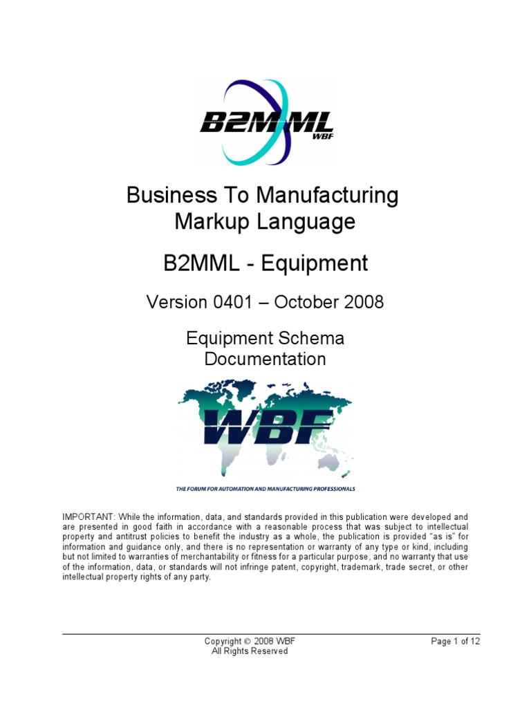 B2MML V0401 Equipment | PDF | Xml Schema | Specification (Technical ...