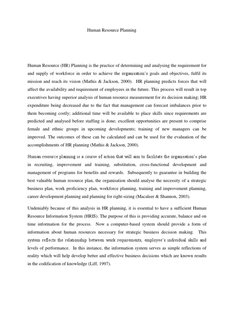 Human Resource Planning | PDF | Human Resource Management | Strategic ...