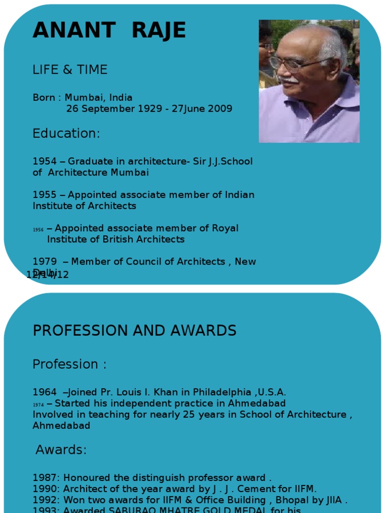 Architect Anant Raje | PDF | Architect | Buildings And Structures