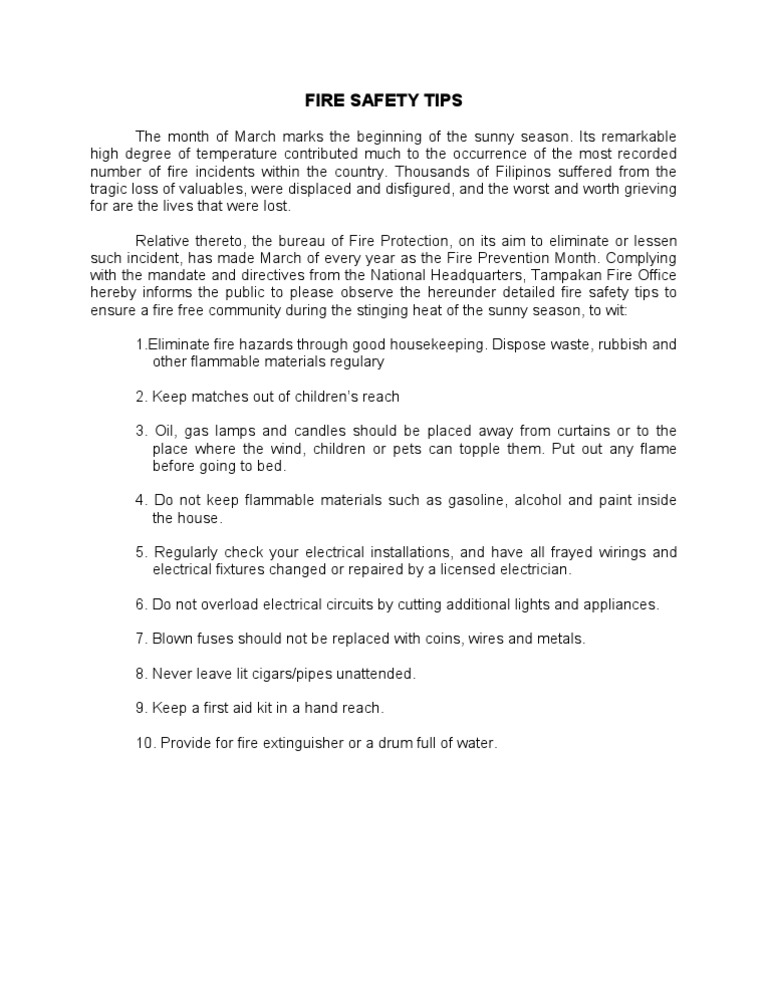 Essential Fire Safety Tips for March | PDF