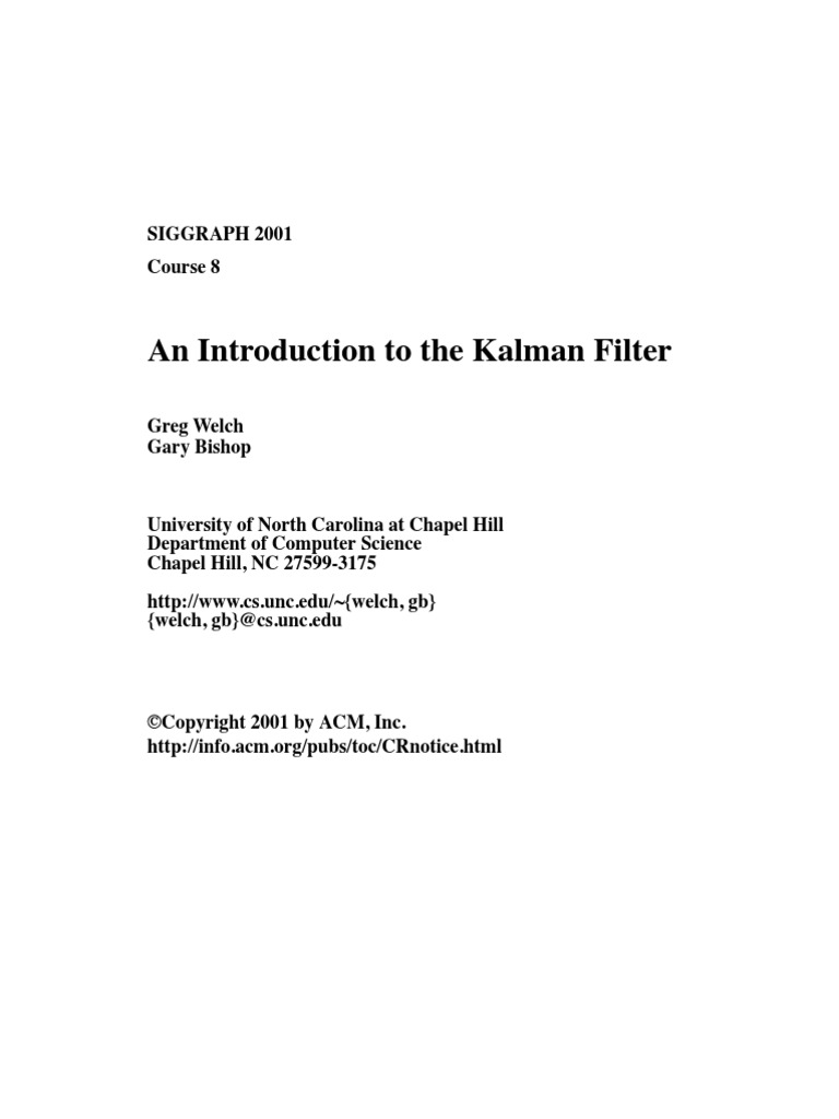 An Introduction To The Kalman Filter | PDF | Kalman Filter | Normal Distribution
