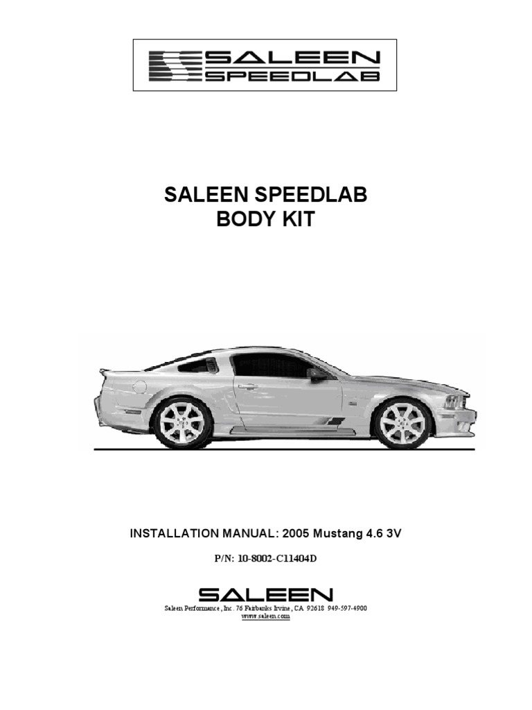 Saleen Speedlab Body Kit Installation Manual - Rev D | PDF | Electrical ...
