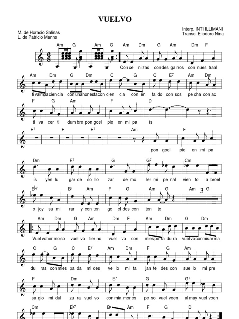 Vuelvo - Patricio Manns: Letra y acordes | PDF