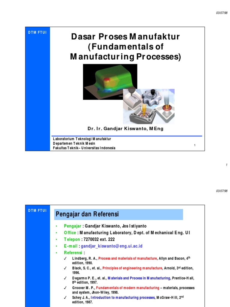 Proses Manufaktur Dan Pemilihan Materials