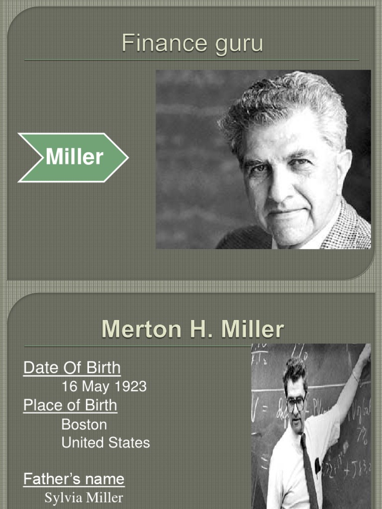 Merton Miller | Capital Structure | Investing