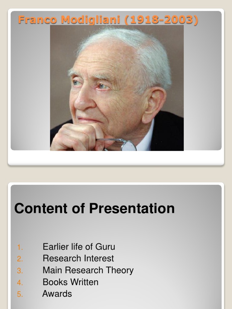 Franco Modigliani | PDF | Business Economics | Financial Economics