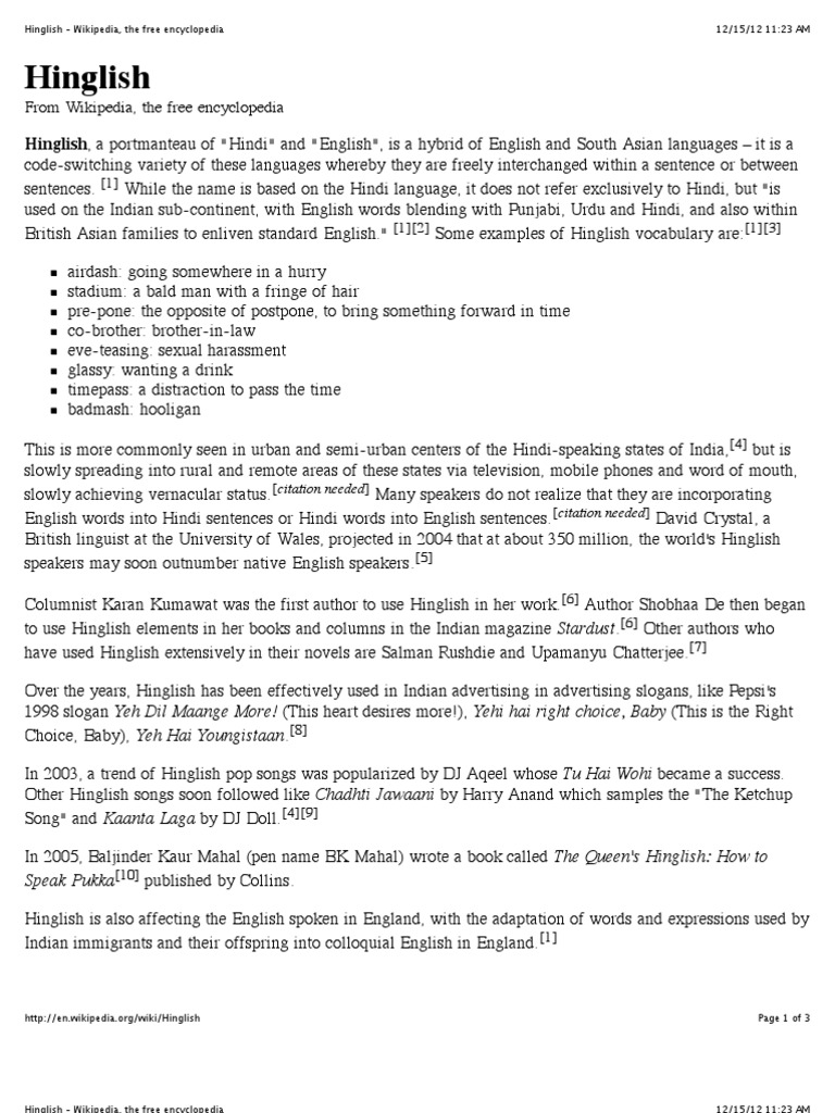 Hinglish | PDF | Lexicology | Human Communication